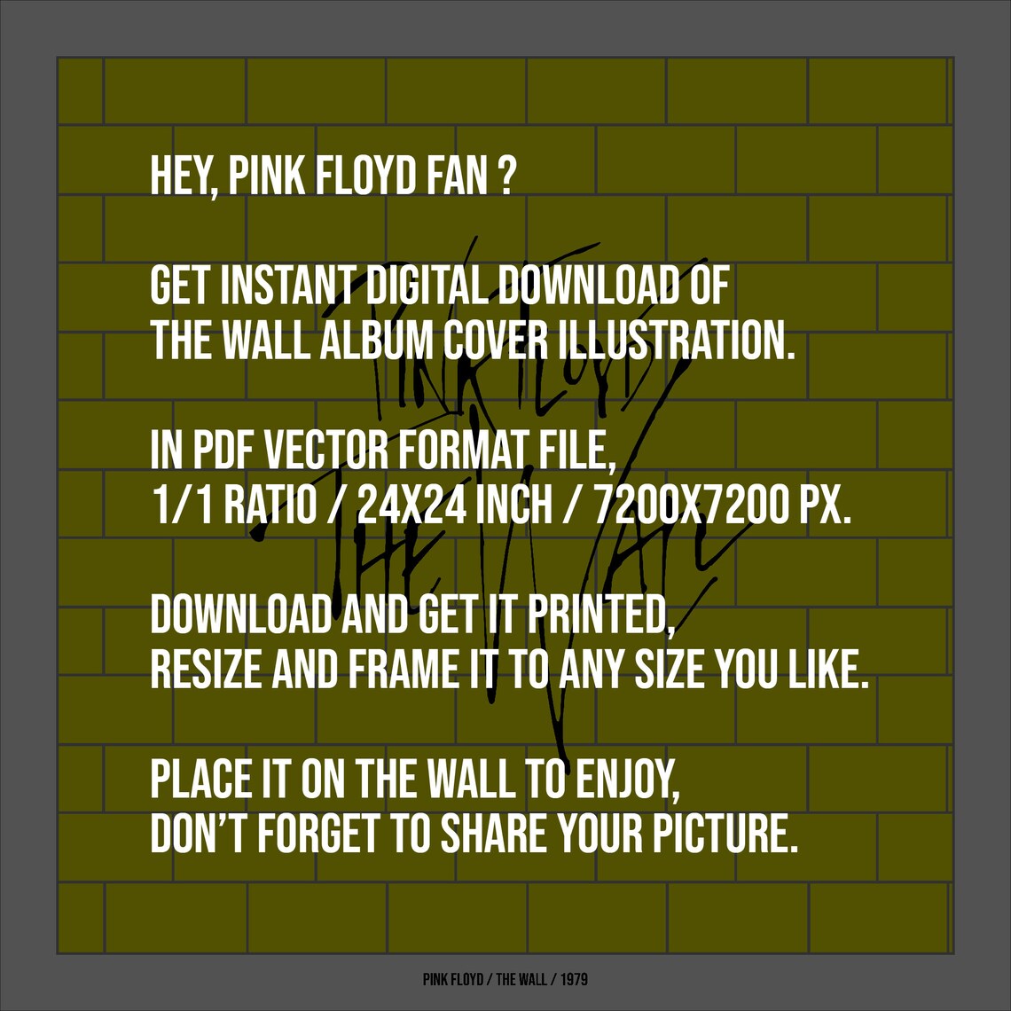 Pink Floyd, the Wall, Album Cover Illustration, Poster, Wall Art, Room ...