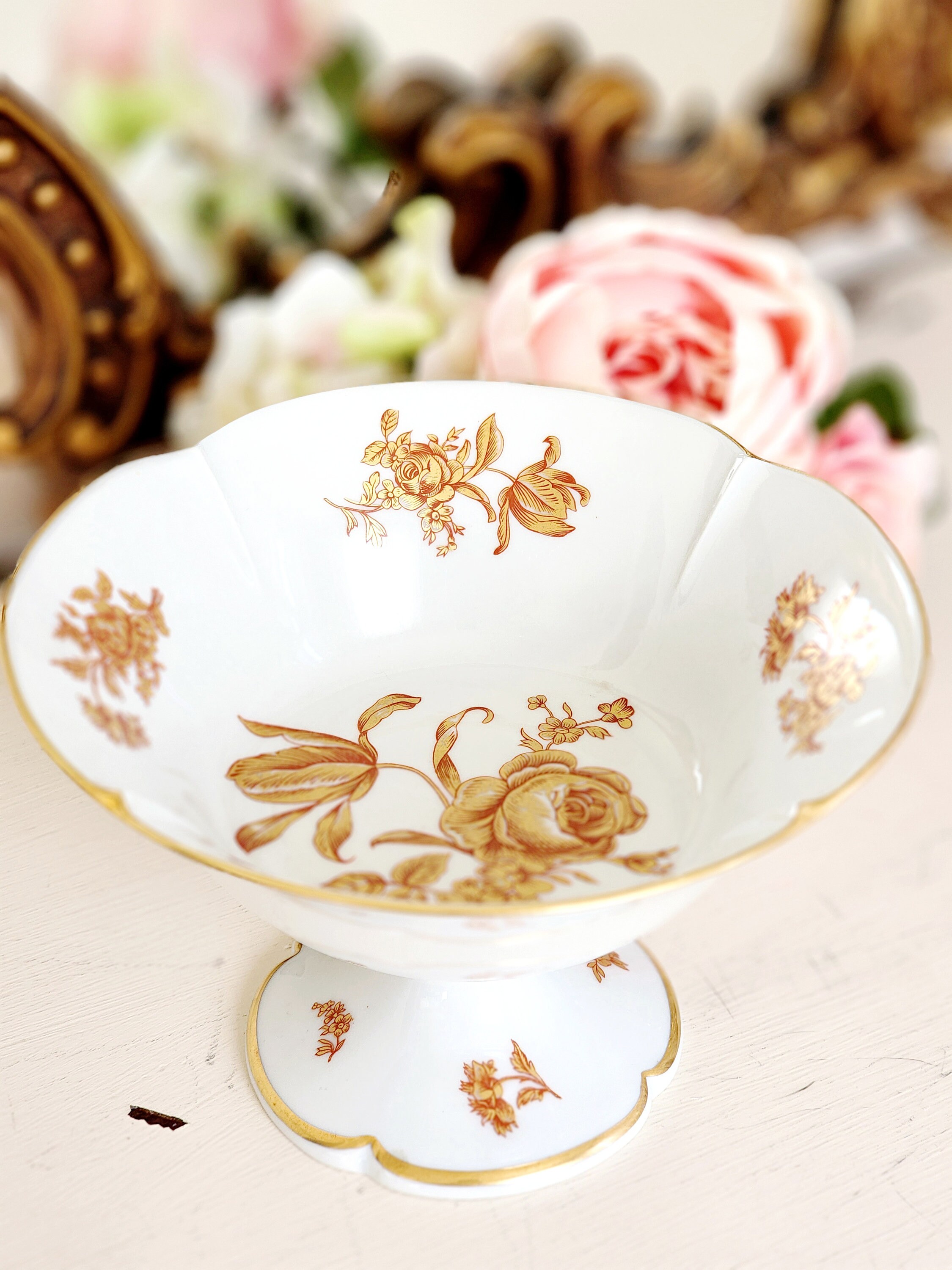 Limoges Cake Stand & Candy Dish "roses" - Etsy