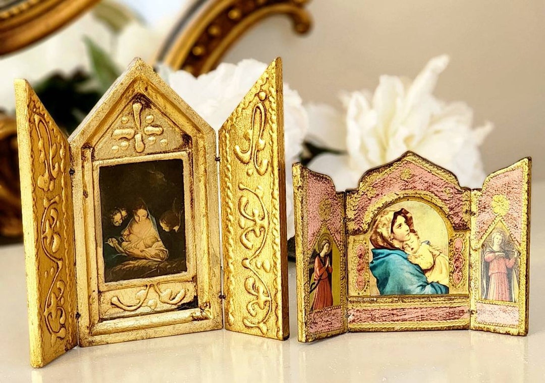 Religious Florentine Triptychs set of Two - Etsy