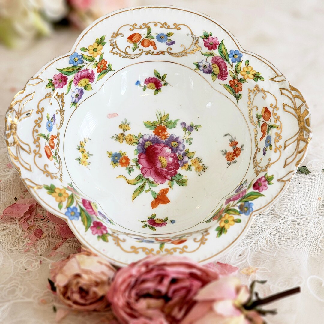 Noritake Dresdena Floral Candy Dish With Embossed Gilt Bows - Etsy