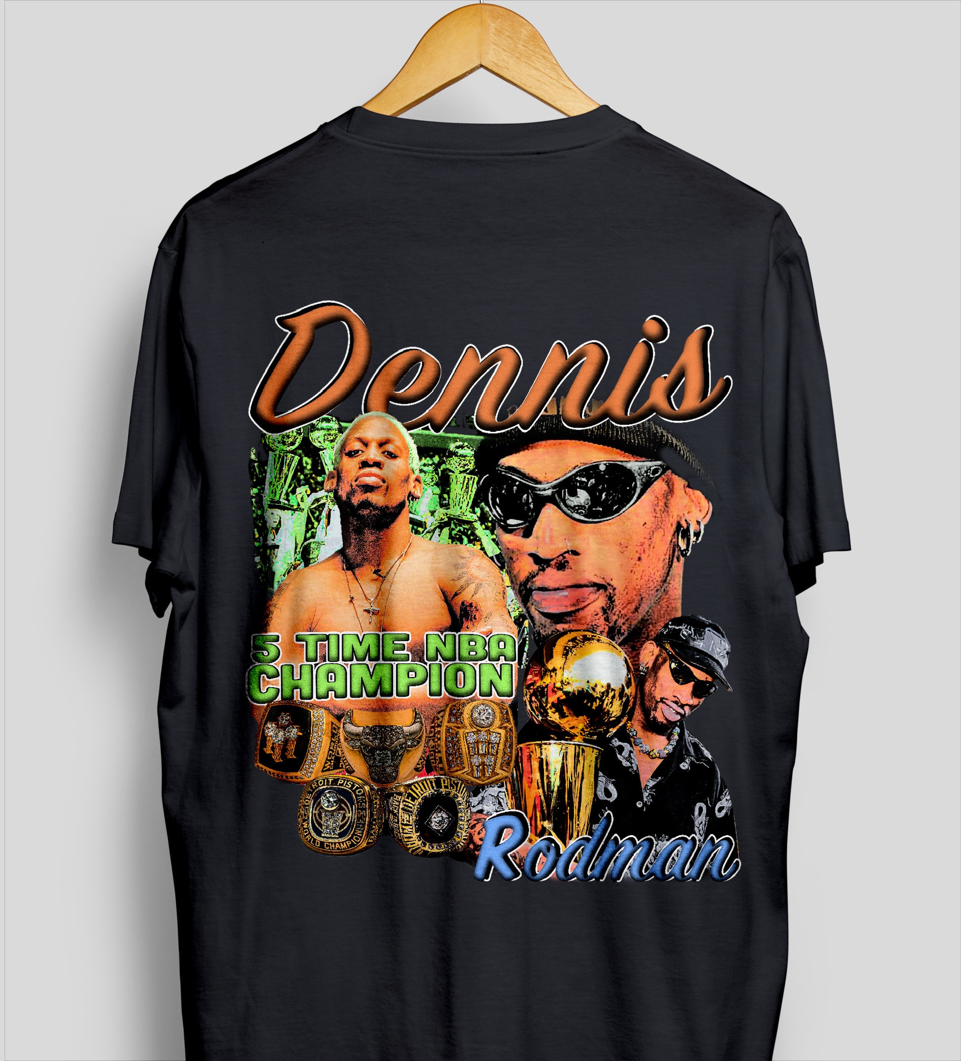 Dennis Rodman Shirt Throwback Front and Back BOOTLEG Tee T-shirt ...