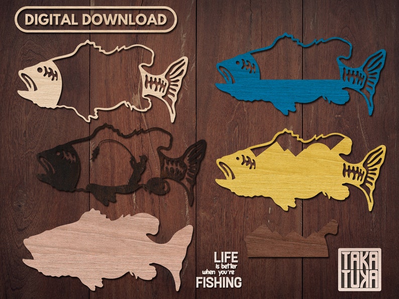 Layered Fish Wall Decor SVG Glowforge, Fishing Door Sign Laser Cut ...