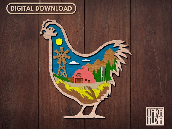 Chicken Farmhouse Laser Cut Files Layered Chicken Farm Laser - Etsy