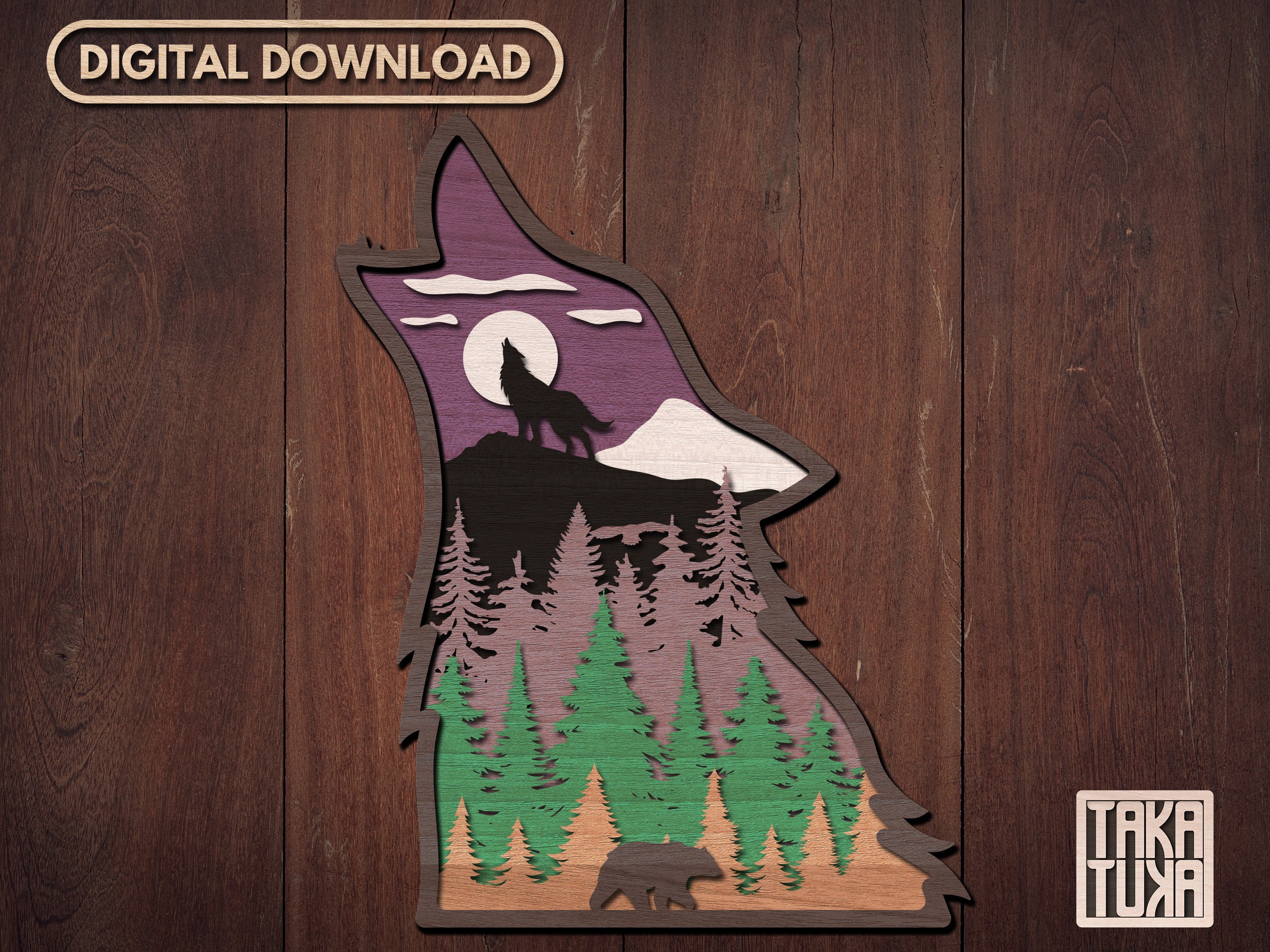 Wolf Laser SVG Laser Cut File 3d Shadowbox Wolf Cut File - Etsy