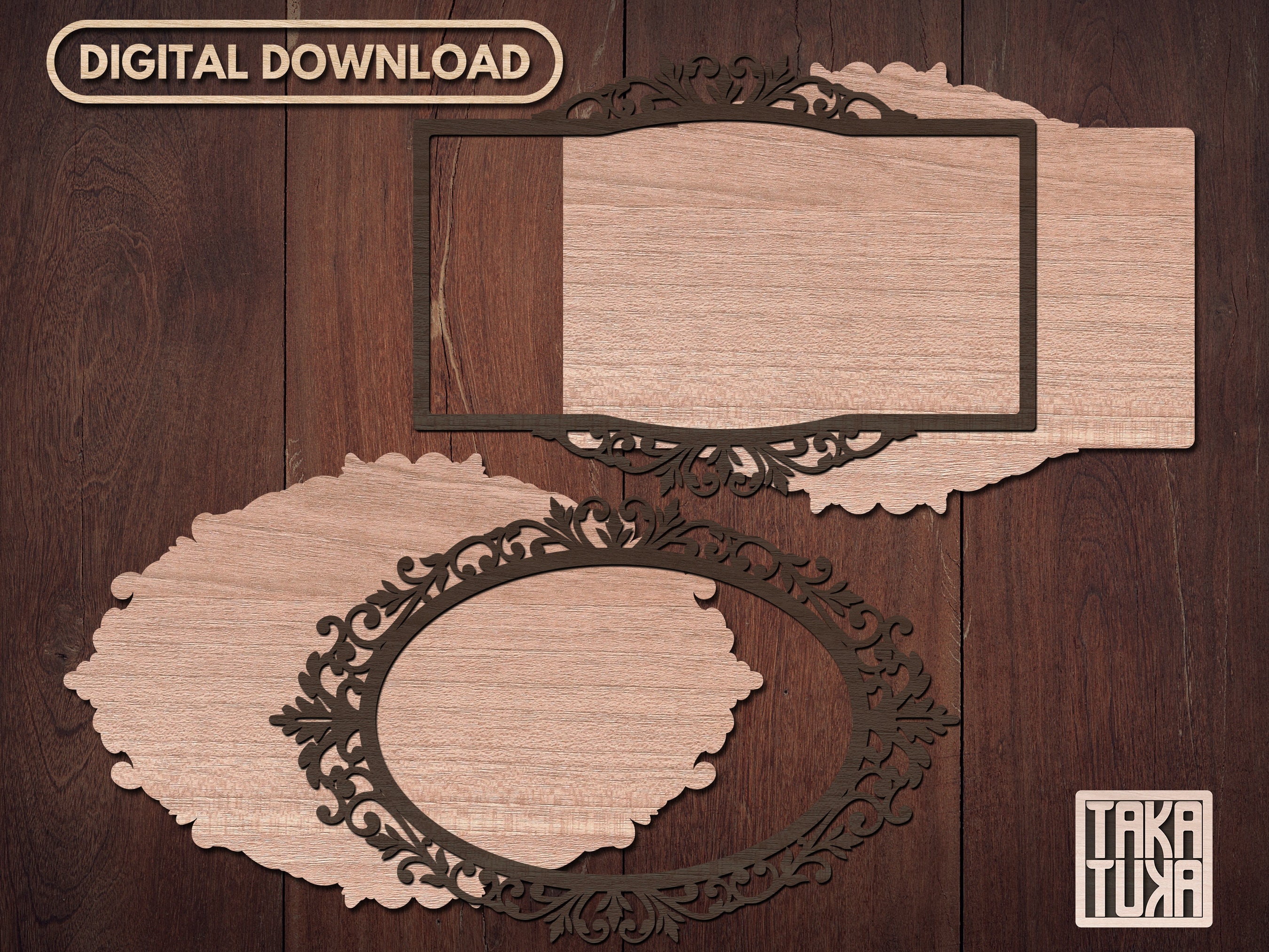 Frames Laser Cut Files, Oval Frame Svg, Rectangle Frame Laser File ...