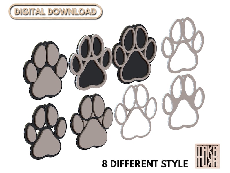 Paw Print Laser Cut File: Ornament SVG Bundle (digital Download) - Etsy