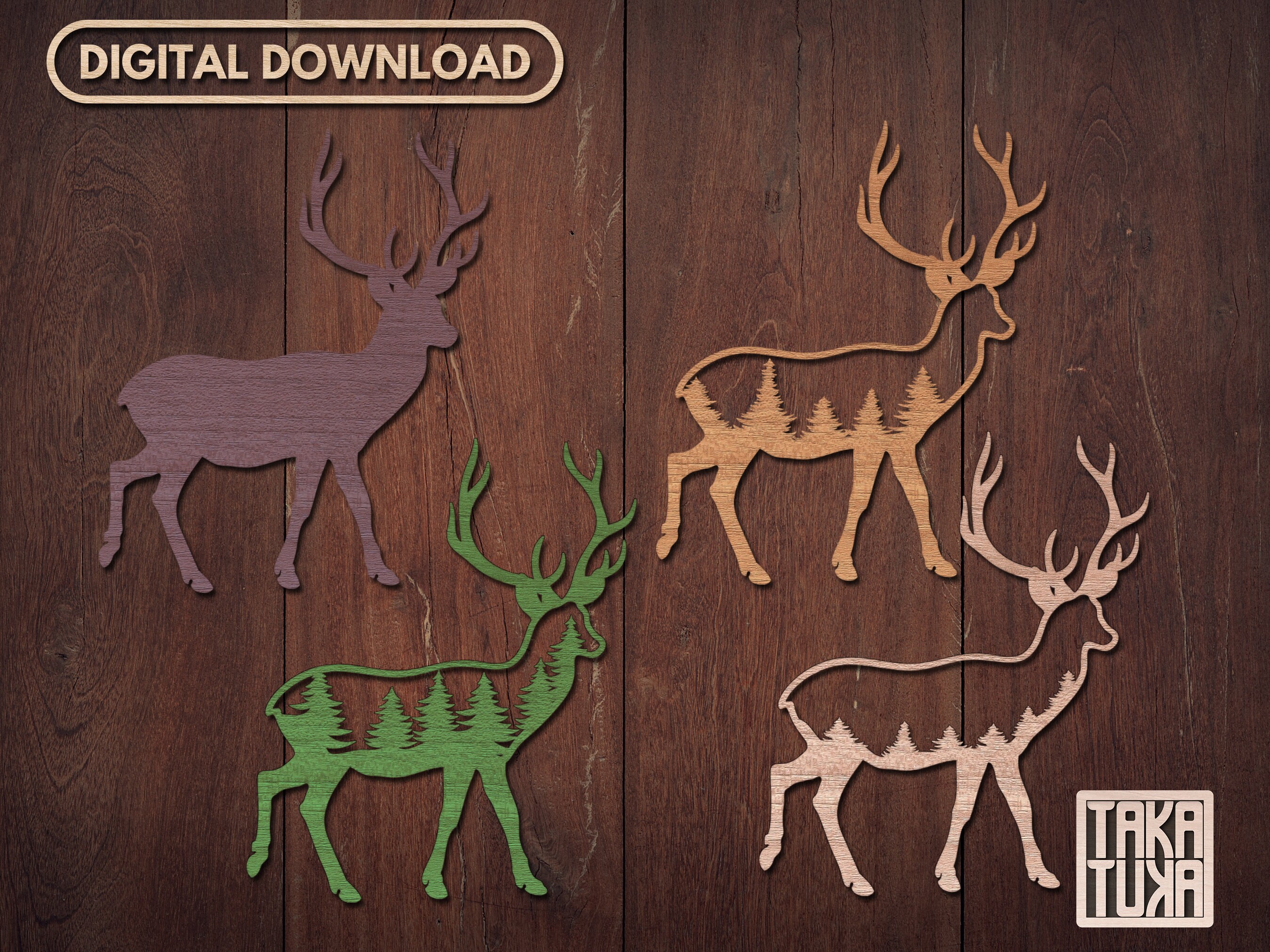 Layered Deer Laser File, Glowforge Deer File, Forest Deer Laser Cut ...
