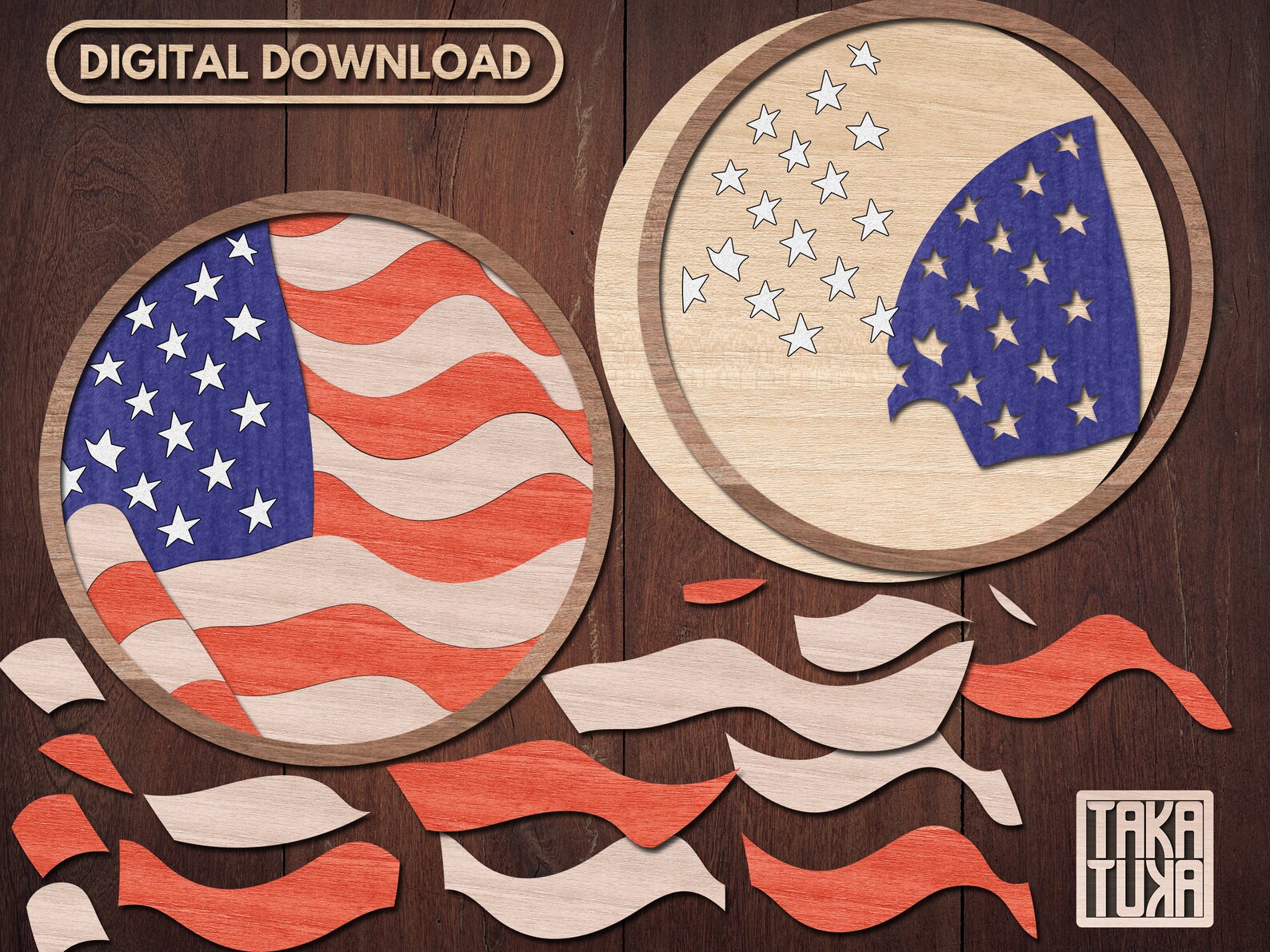 American Flag Puzzle Laser Cut File for Glowforge, America Flag SVG ...