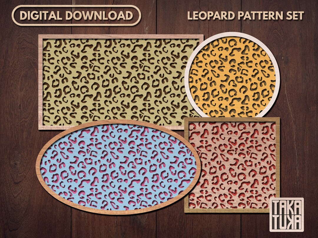 Leopard Frame Laser Cut Files, Pattern Set for Laser Cutting, Frame Svg ...