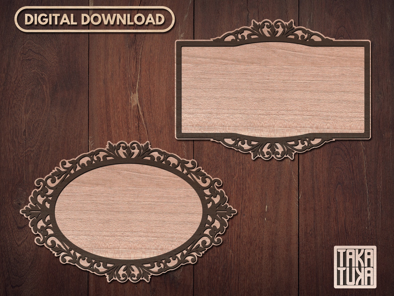 Frames Laser Cut Files, Oval Frame Svg, Rectangle Frame Laser File ...