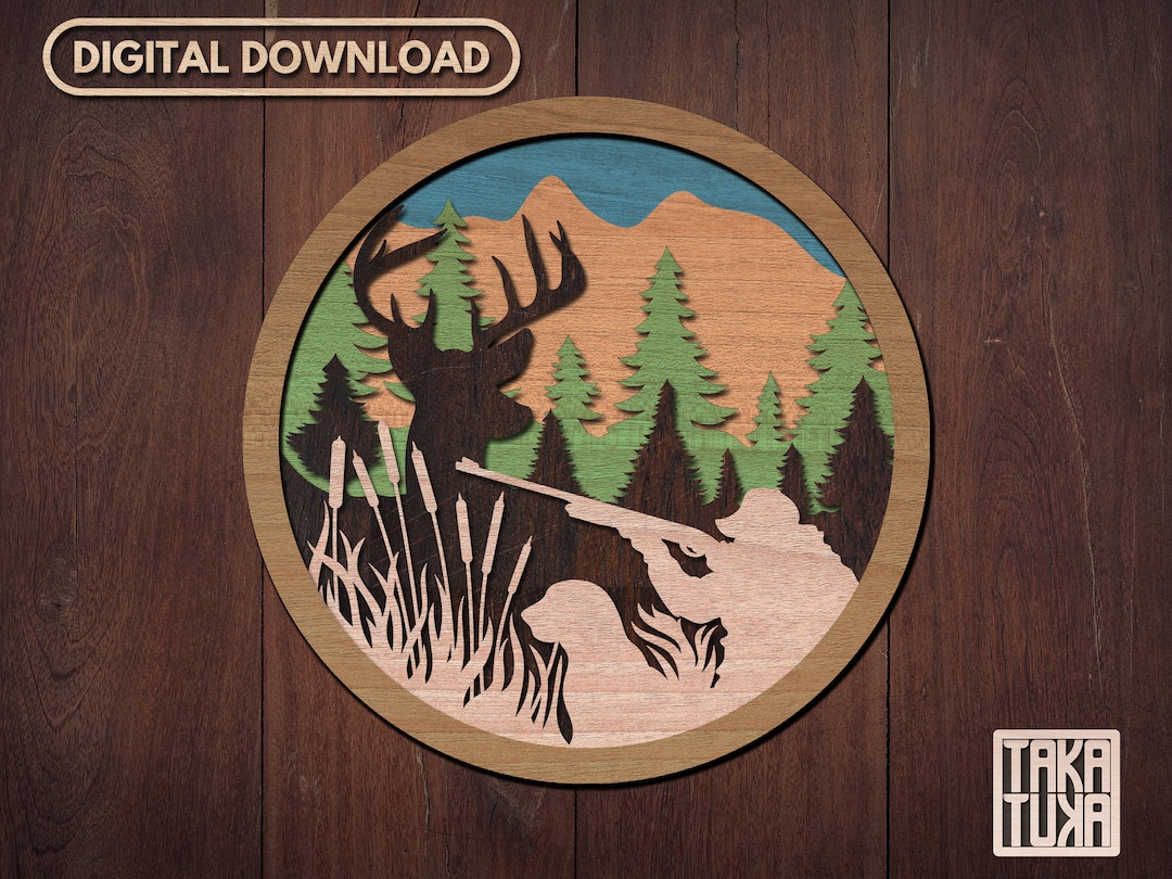 Hirsch Jäger Laser Cut Datei, Jagd geschnitten Datei, Hirsch Jagd ...
