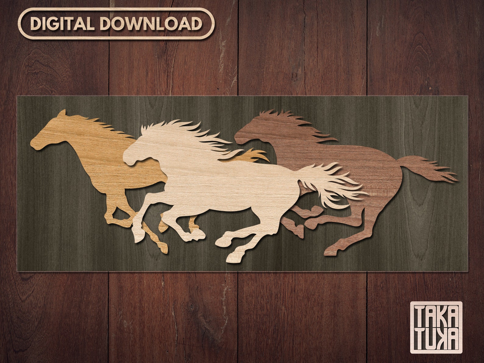 Layered Horses Laser Cut File Glowforge, Horse Door Sign Laser Cut File ...