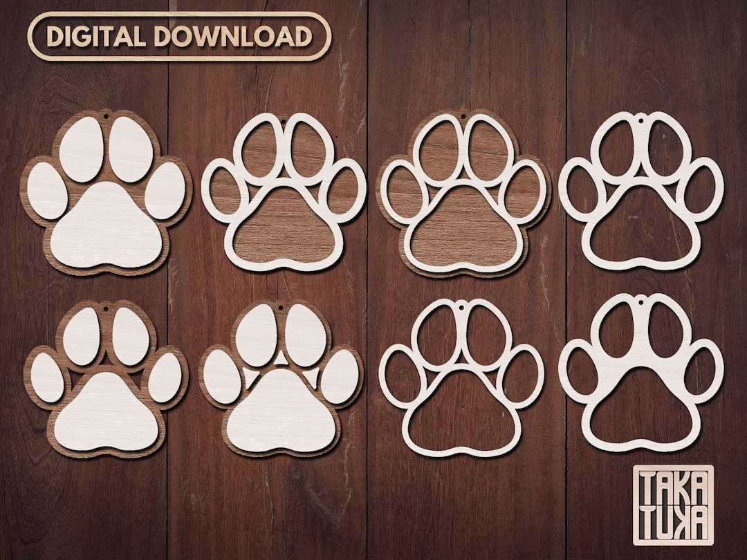 Paw Print Laser Svg File, Ornament Digital Download, Glowforge Paw ...