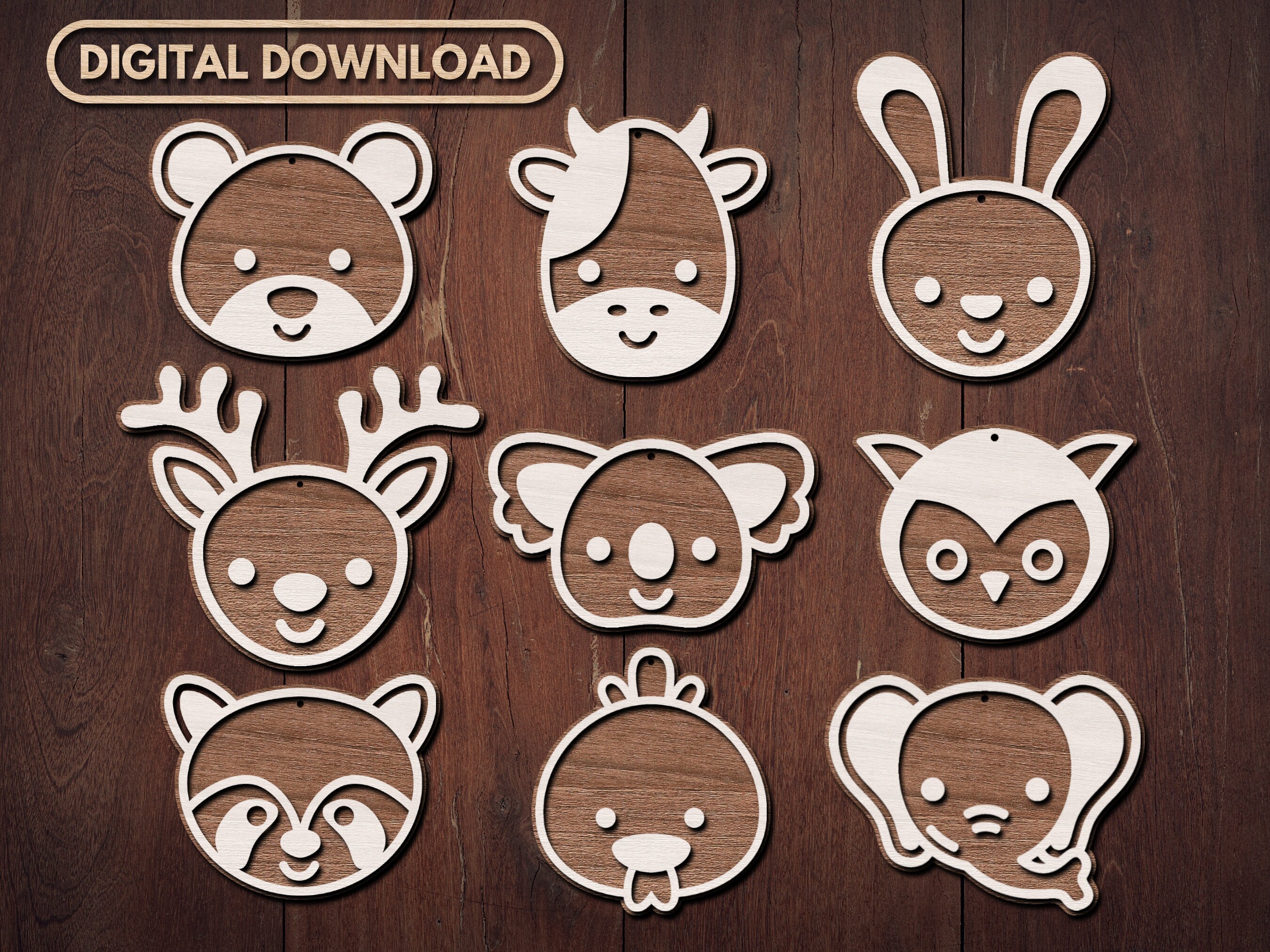 Cute Hanging Animals Laser Cut Files, 2 Layer Wall Decor, Laser Cut Kid ...