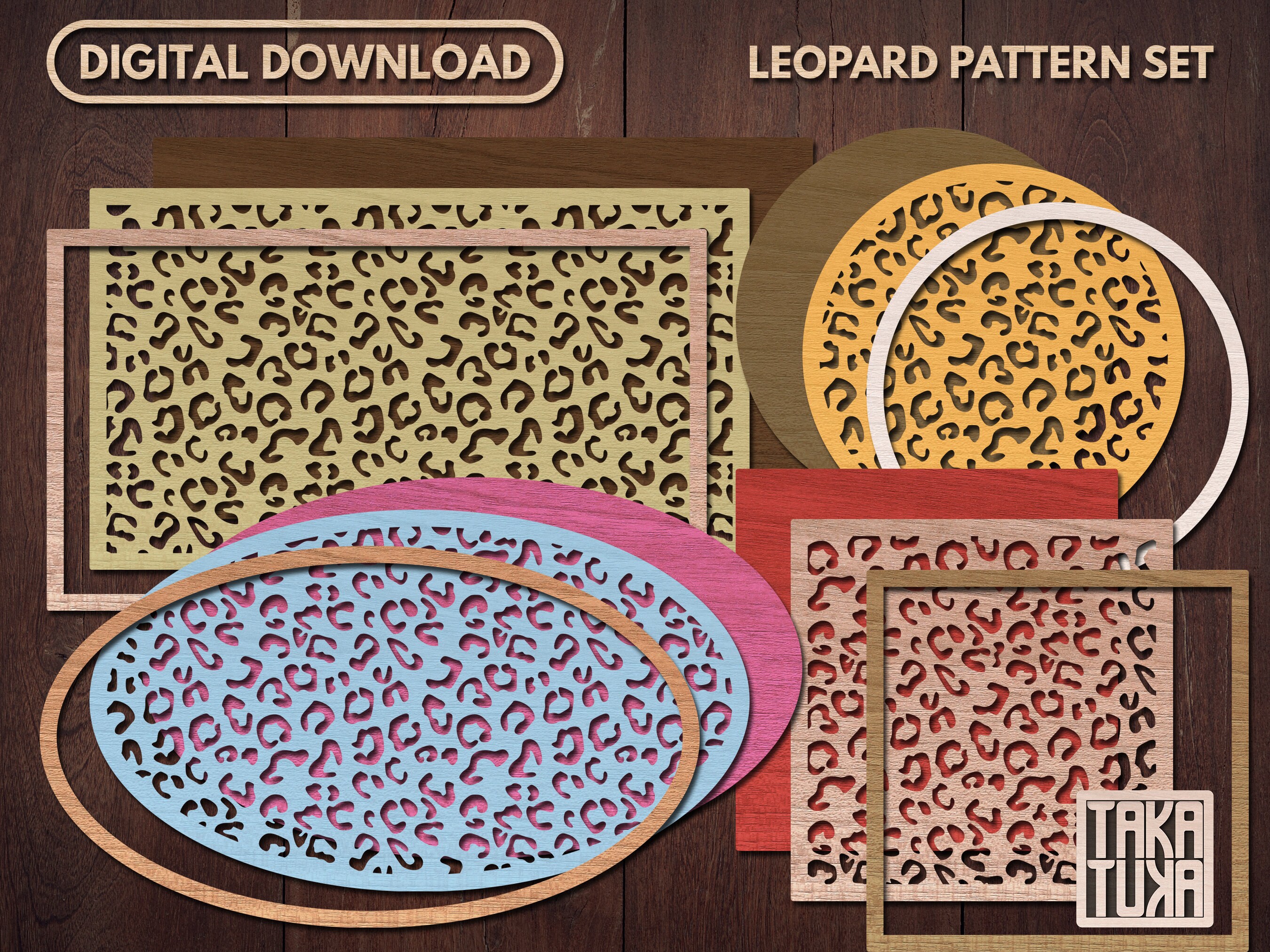Leopard Frame Laser Cut Files, Pattern Set for Laser Cutting, Frame Svg ...