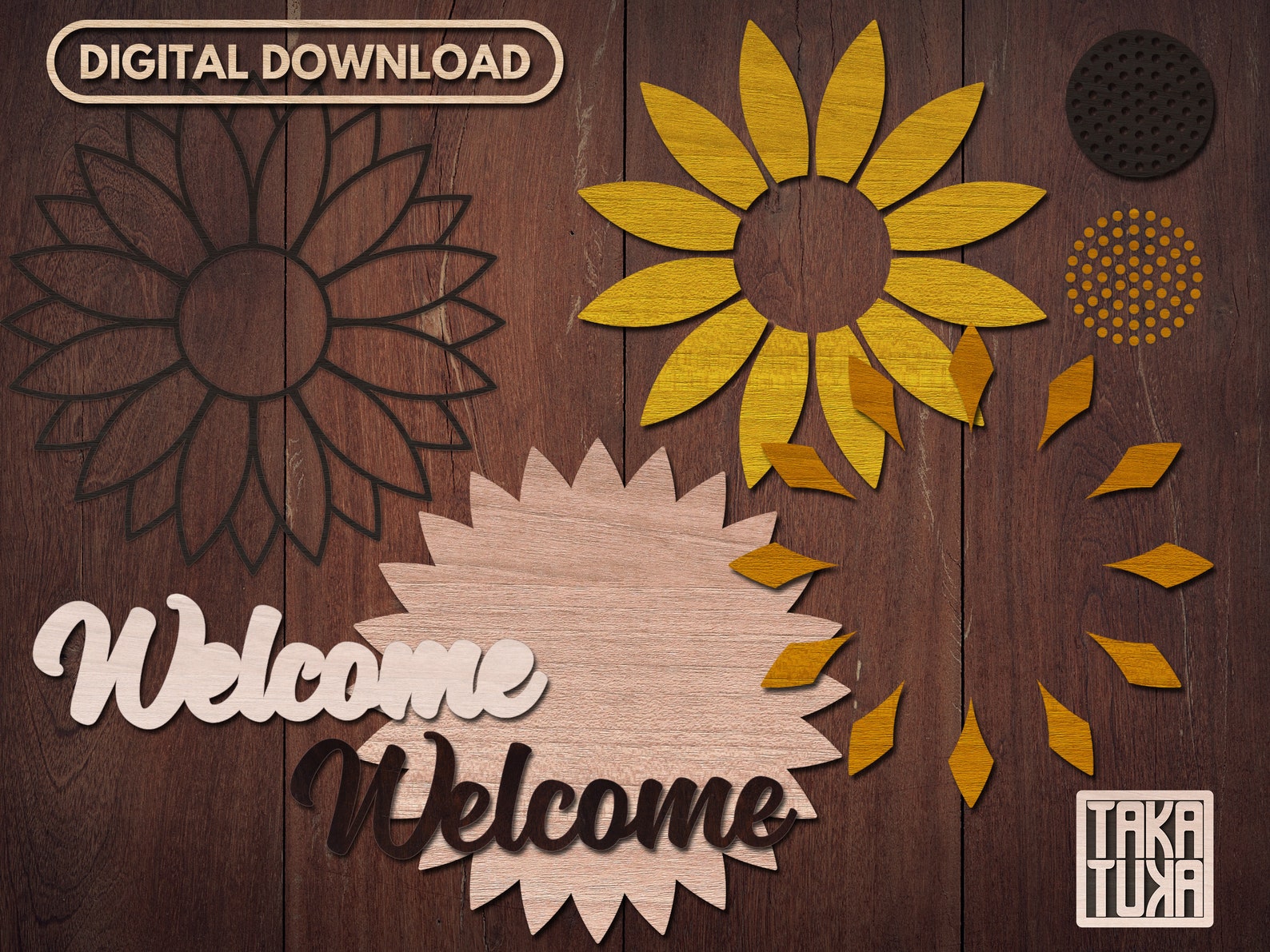 Welcome Sunflower SVG, Welcome Sign SVG, Door Decor Svg, Multi-layer ...