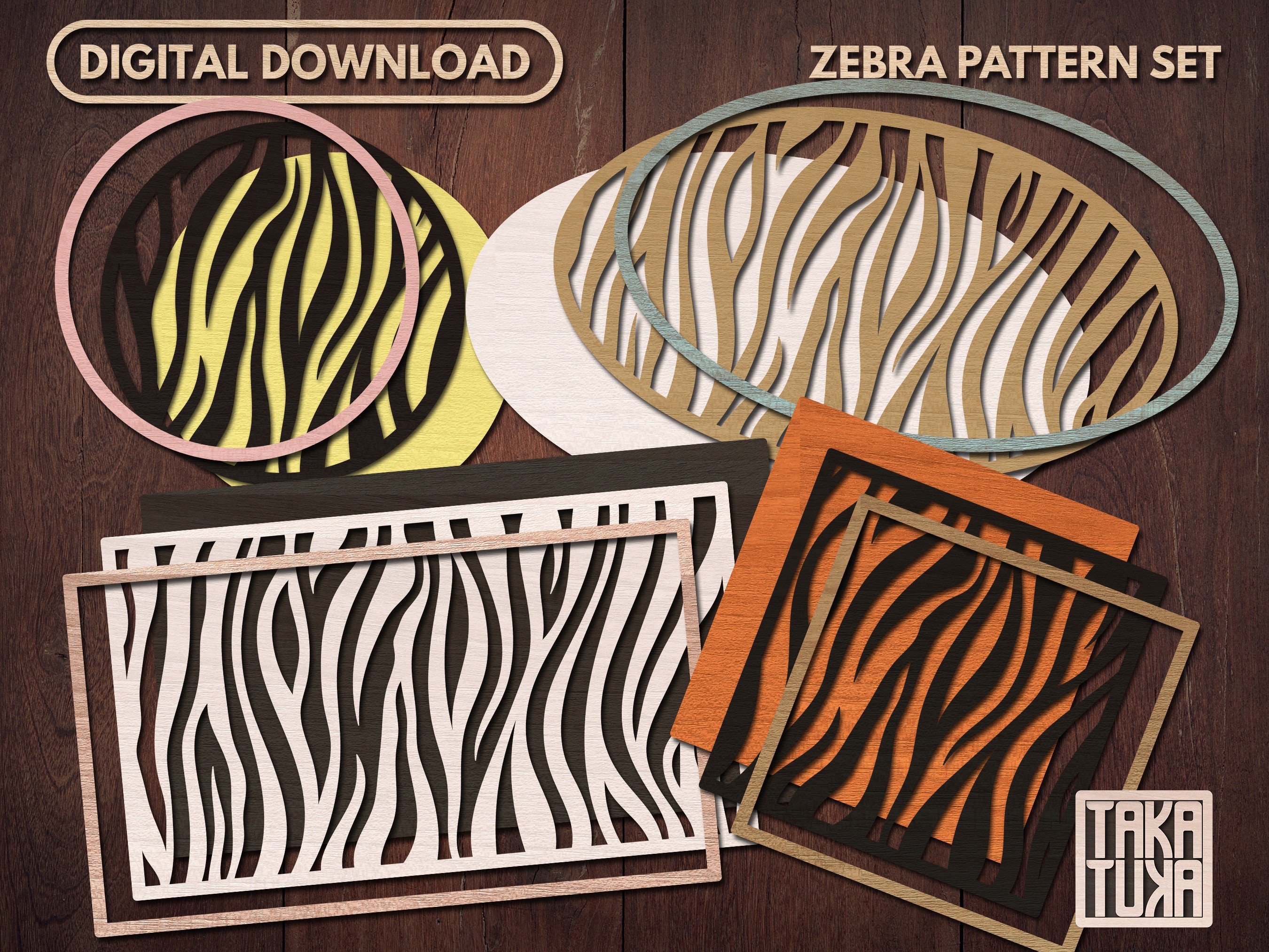 Zebra Pattern Svg, Zebra Frame Laser Cut File, Pattern Set for Laser ...