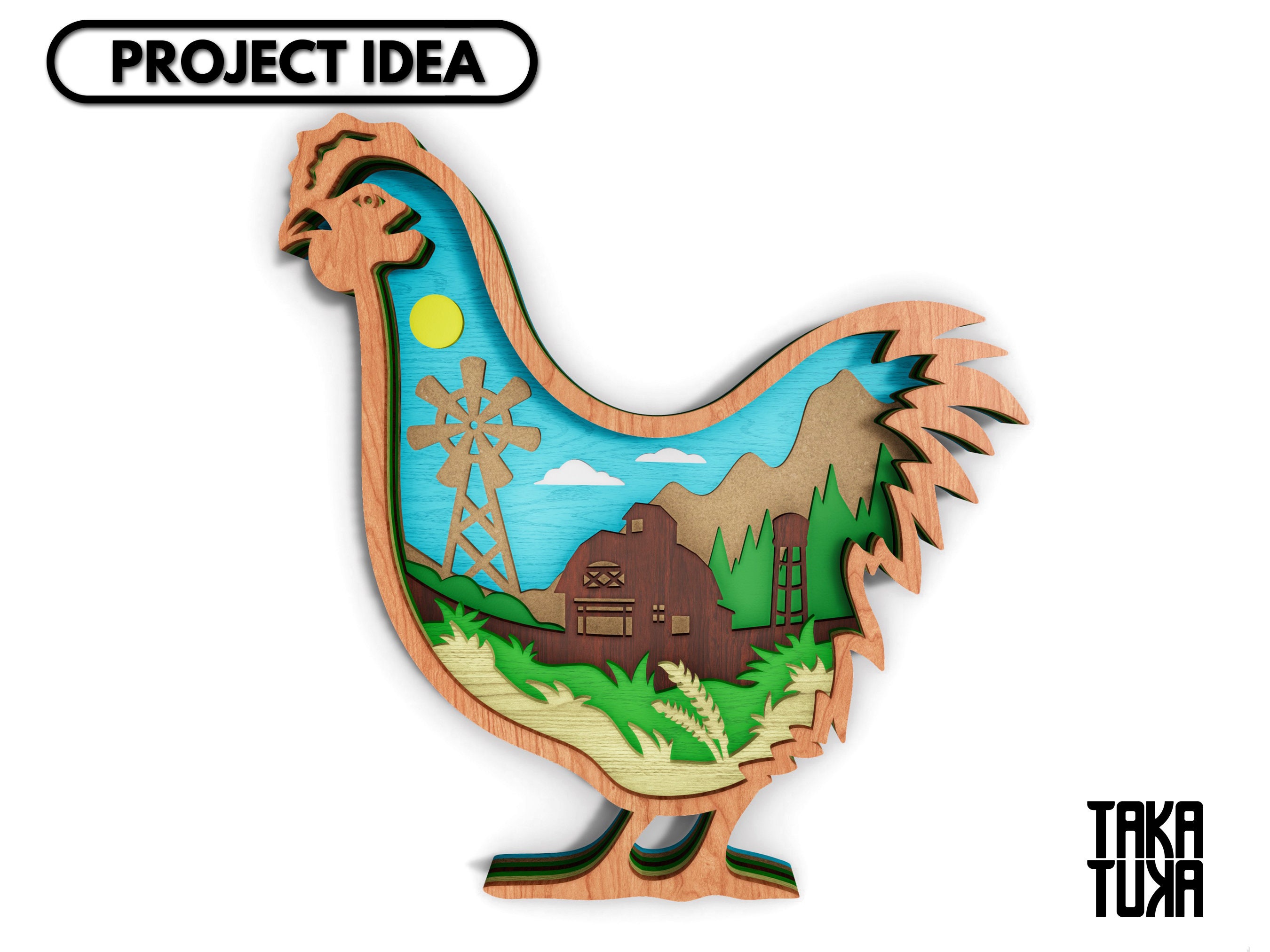 Chicken Farmhouse Laser Cut Files, Layered Chicken Farm Laser Cut, Barn ...