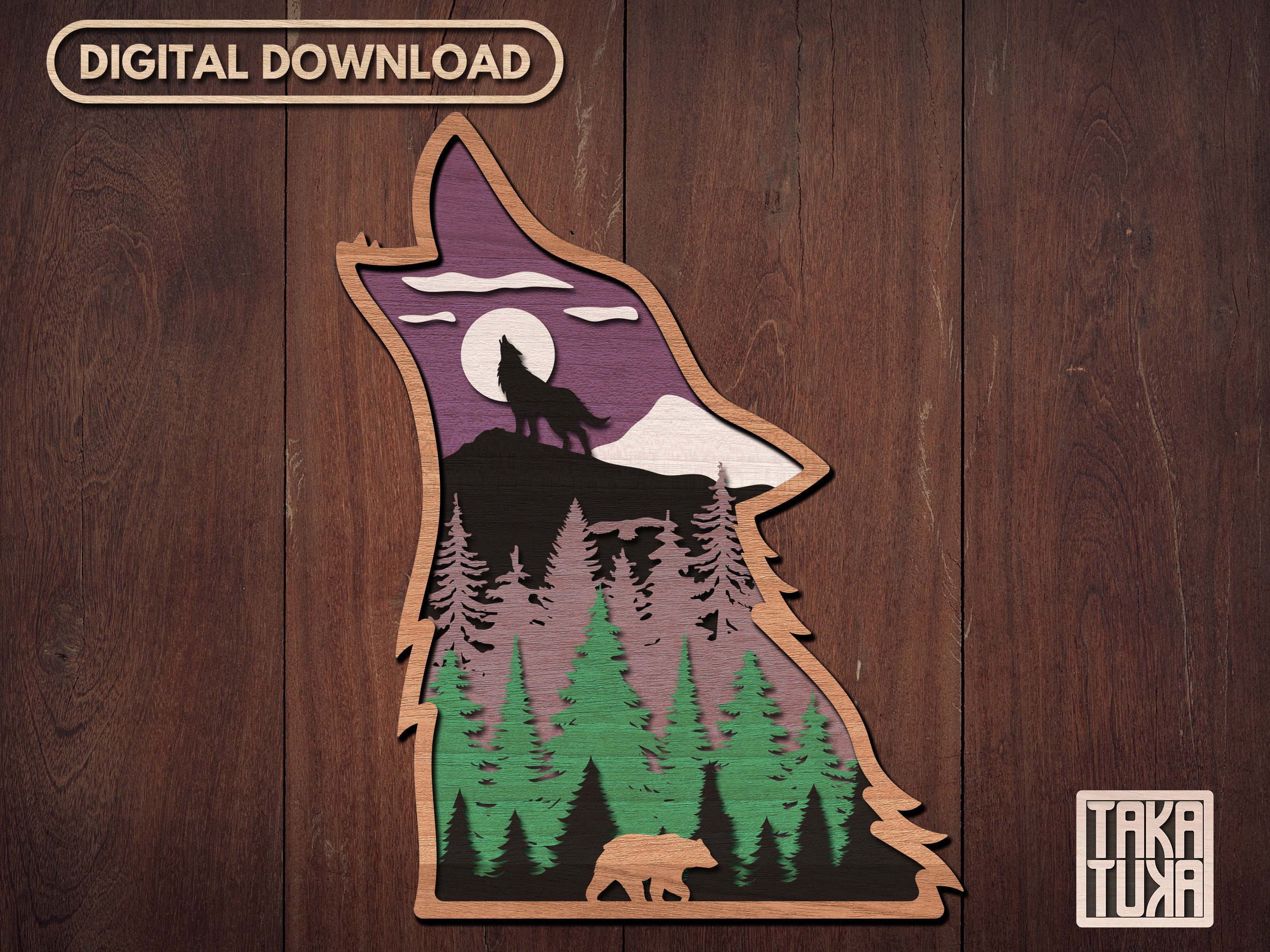 Wolf Laser SVG, Laser Cut File, 3d Shadowbox Wolf Cut File, Layered ...