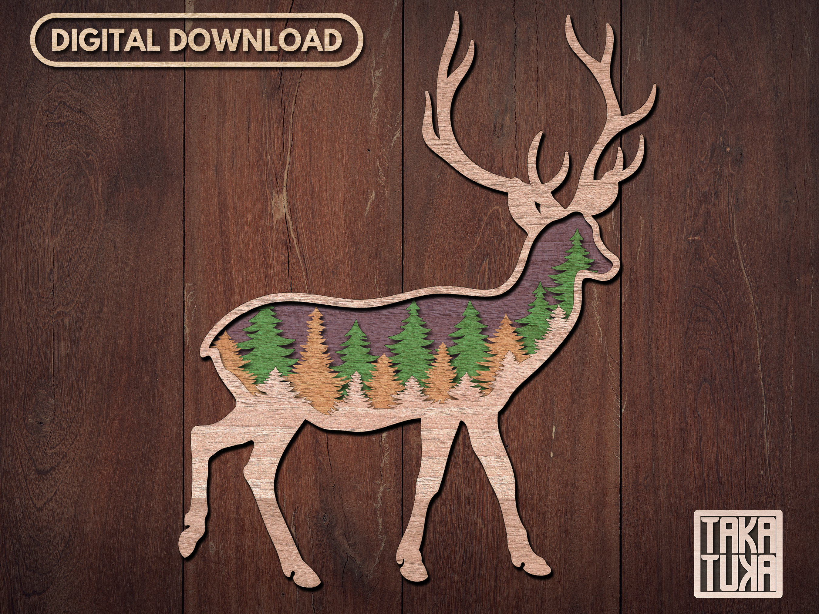 Layered Deer Laser File, Glowforge Deer File, Forest Deer Laser Cut ...