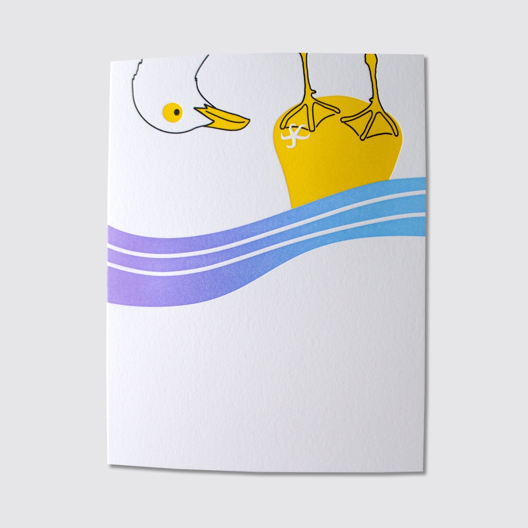 Goofy Seagull Letterpress Card - Etsy