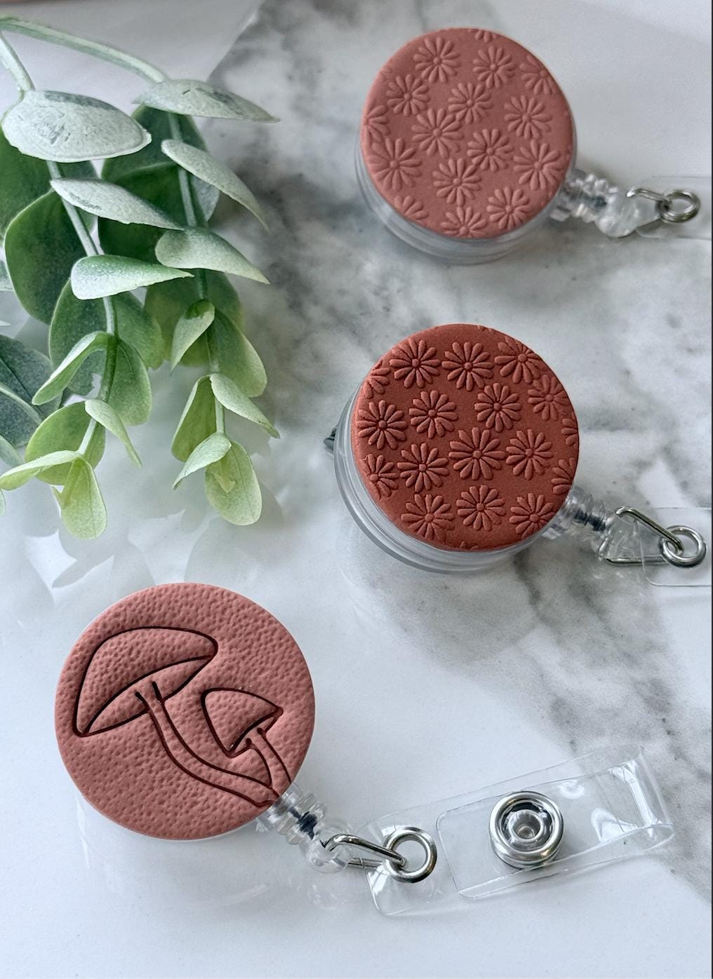 Floral Badge Reels | Polymer Clay Accessories | Custom Gift | Handmade ...