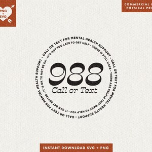 Mental Health SVG PNG, 988 Svg, Suicide Prevention Svg - Etsy