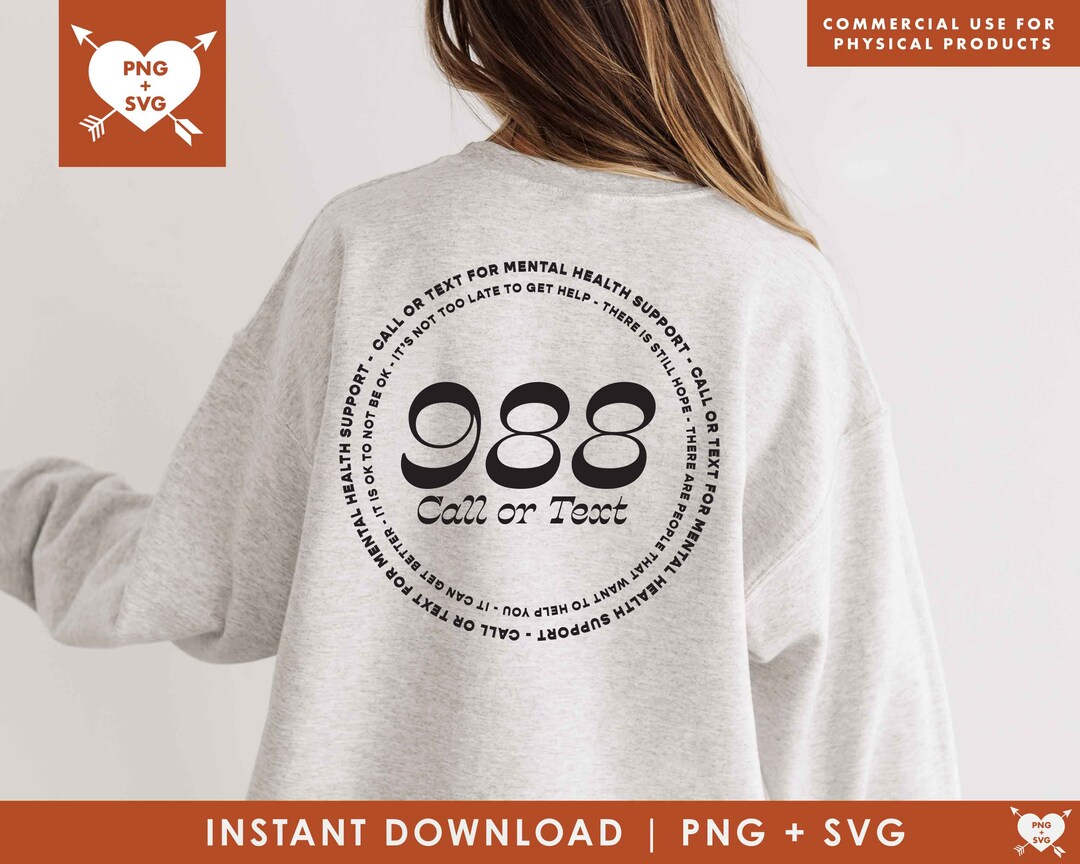 Mental Health SVG PNG, 988 Svg, Suicide Prevention Svg - Etsy
