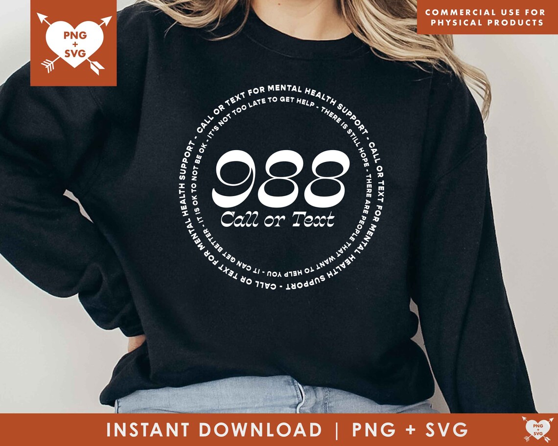 Mental Health SVG PNG 988 Svg Suicide Prevention Svg - Etsy