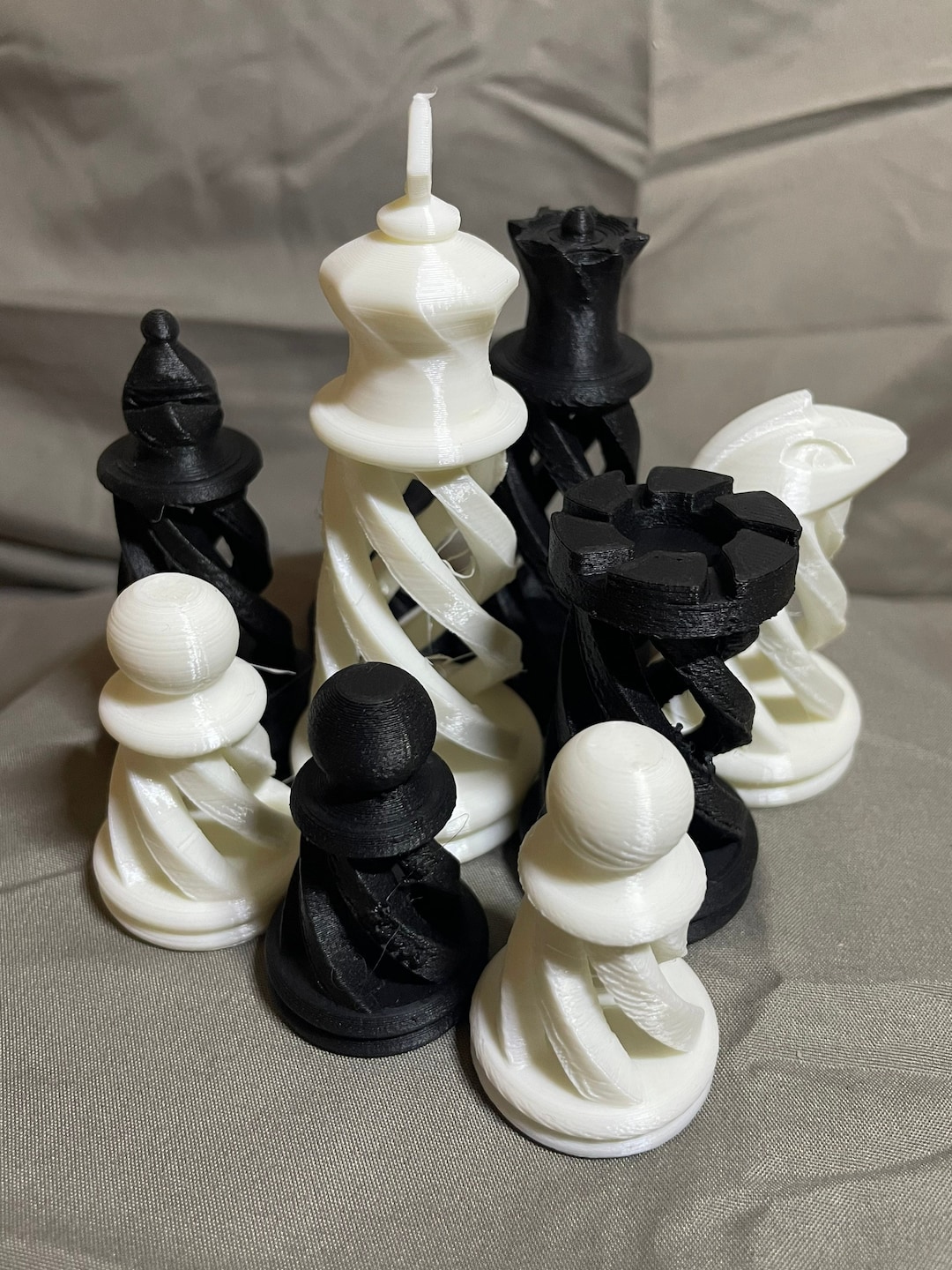 Unique 3D Printed Spiral Chess Piece Set With Weighted Aluminum Metal ...