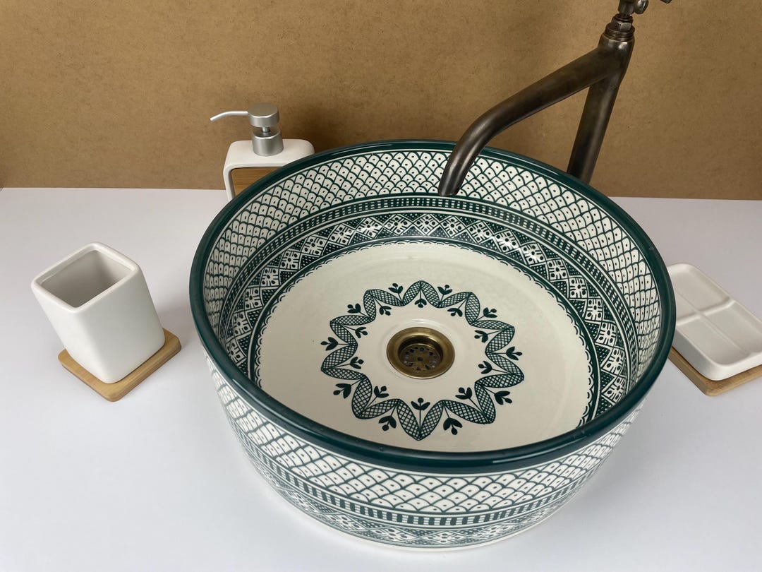 Hand Painted Basin, Traditional Bathroom Sink, Artisanal Sink, Boho ...