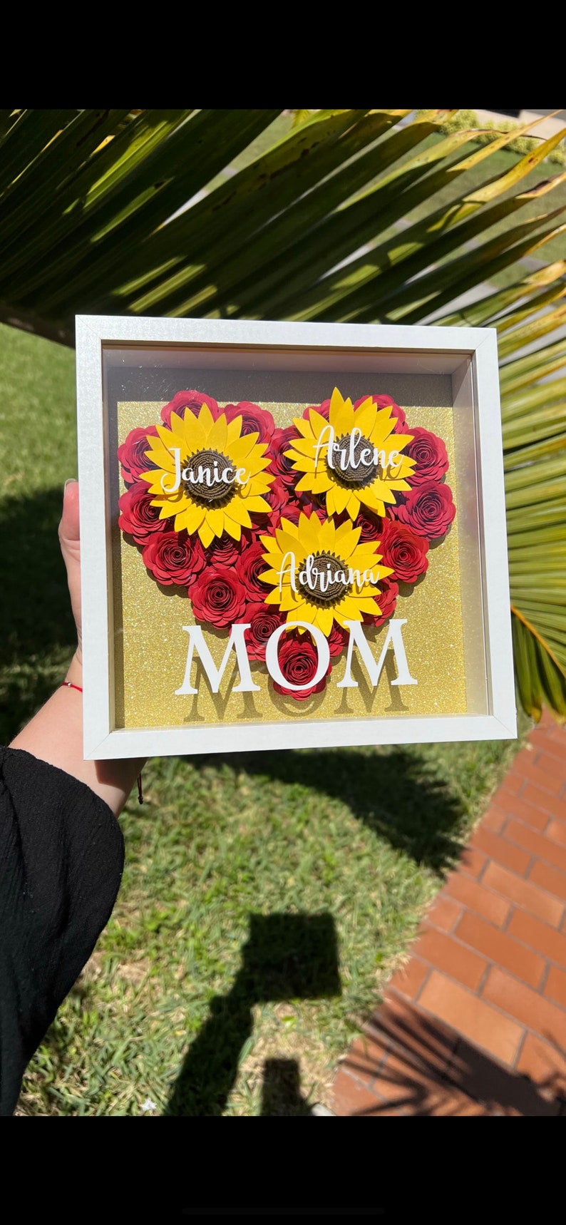 Sunflower and Rose Shadow Box| Gift for Birthday |anniversary |mother’s ...
