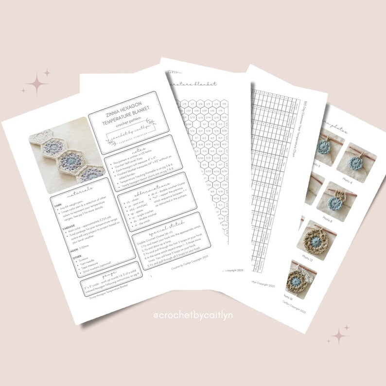 CROCHET PATTERN Zinnia Hexagon Temperature Blanket Pattern - Etsy