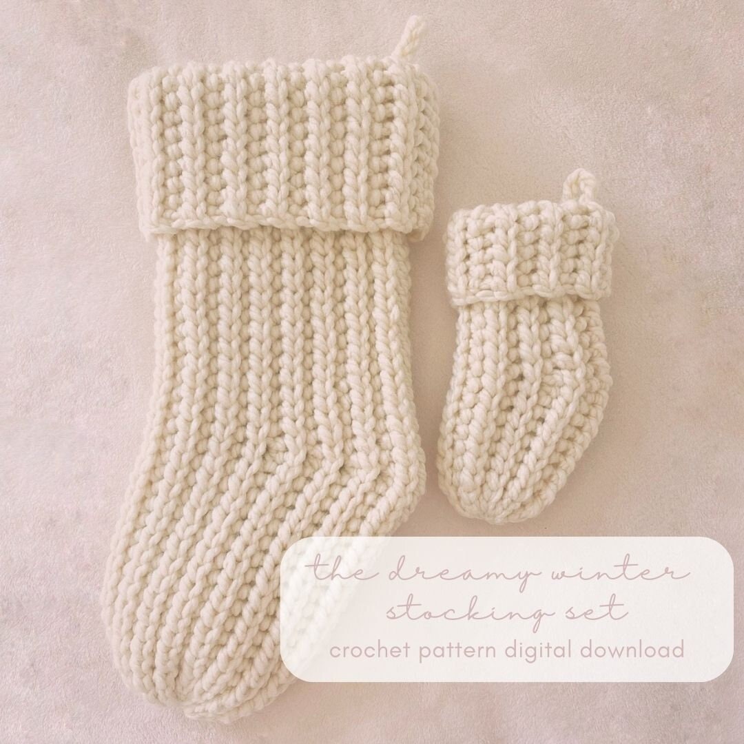 CROCHET PATTERN | the Dreamy Winter Stocking Set Pattern | Knit Look ...