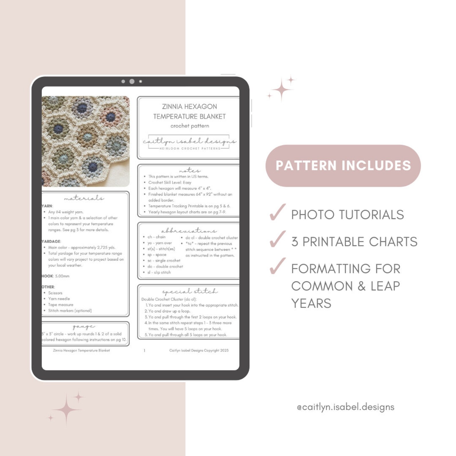 CROCHET PATTERN Zinnia Hexagon Temperature Blanket Pattern - Etsy