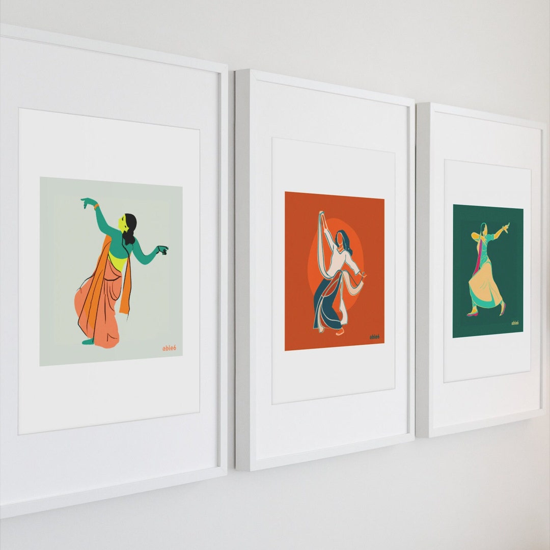 Indian Dance Art Print: Traditional Sari Artwork - Etsy