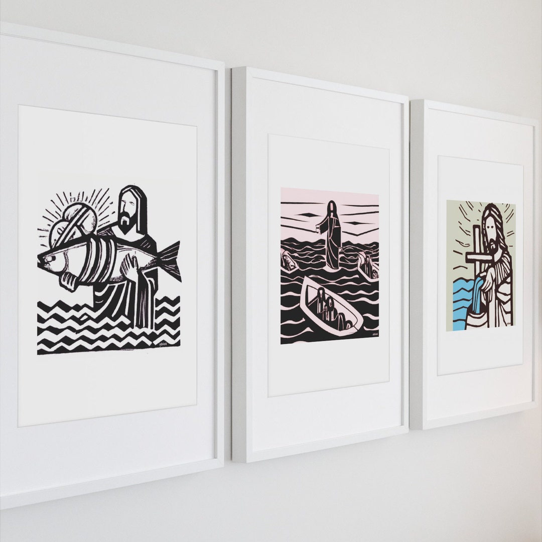 Loaves and Fishes Art Print: Minimalist Biblical Wall Art - Etsy