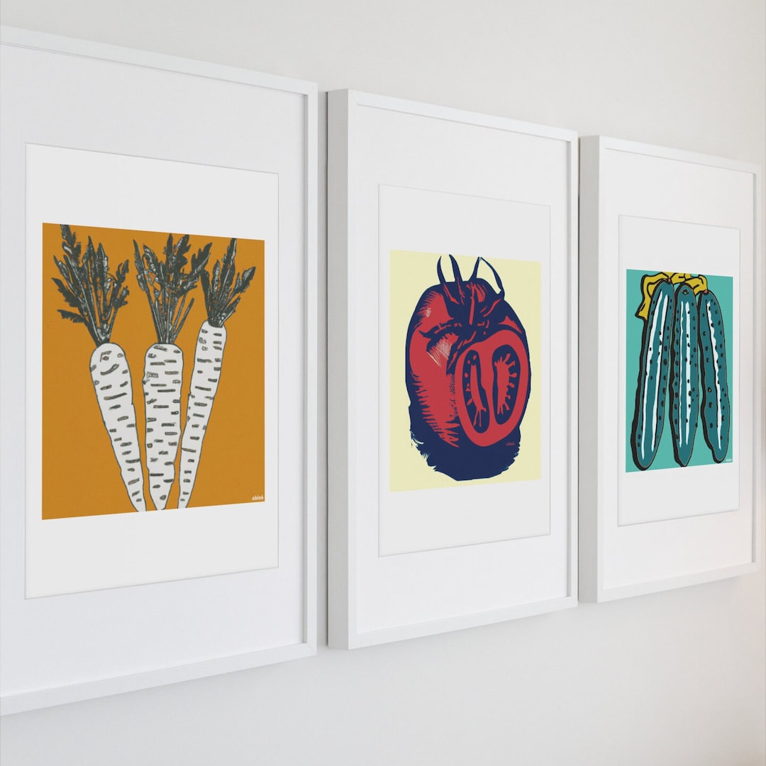 Vegetable Art Prints - Kitchen Wall Art Decor - Set of 3 Food Art ...