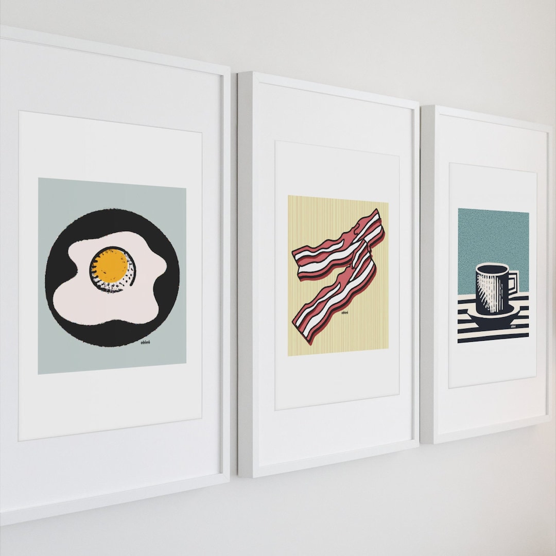 Fried Egg Bacon Coffee Art Print Breakfast Wall Art Bacon and Eggs ...