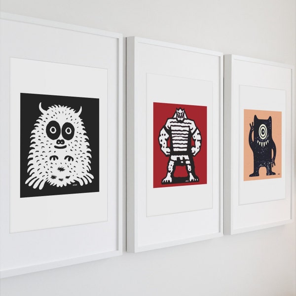 Cute Monster Art - Etsy