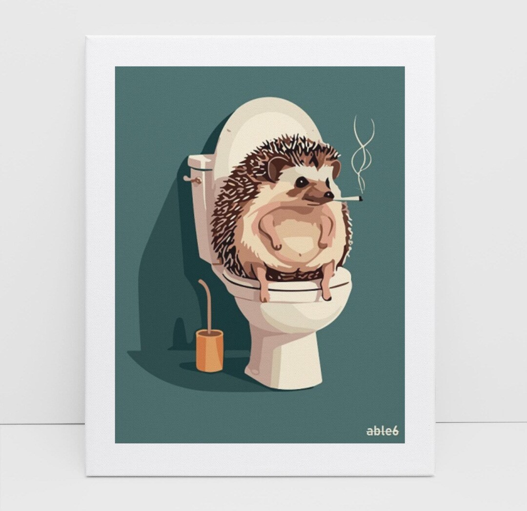 Smokey the Hedgehog Bathroom Art Smoking Cigarette / Joint on the ...
