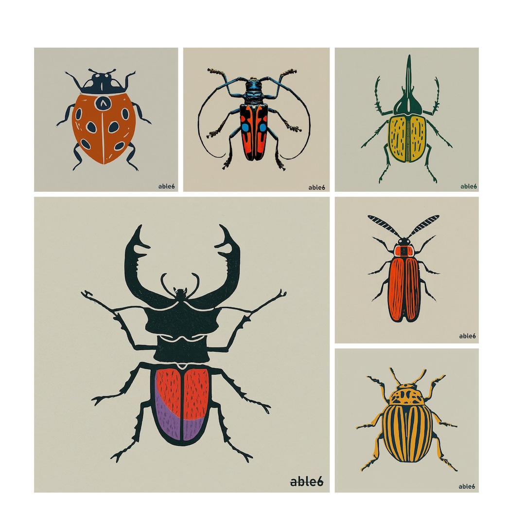 Stag Beetle Art Print: Entomology Illustrations - 8 X 8 Inches - Etsy