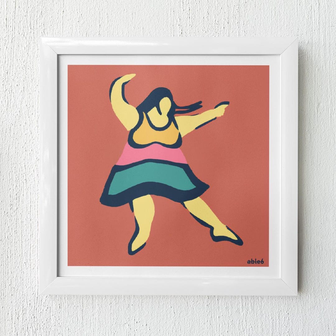Body Positive Dancing Woman Art Print: Curvy Dancer Illustration - Etsy