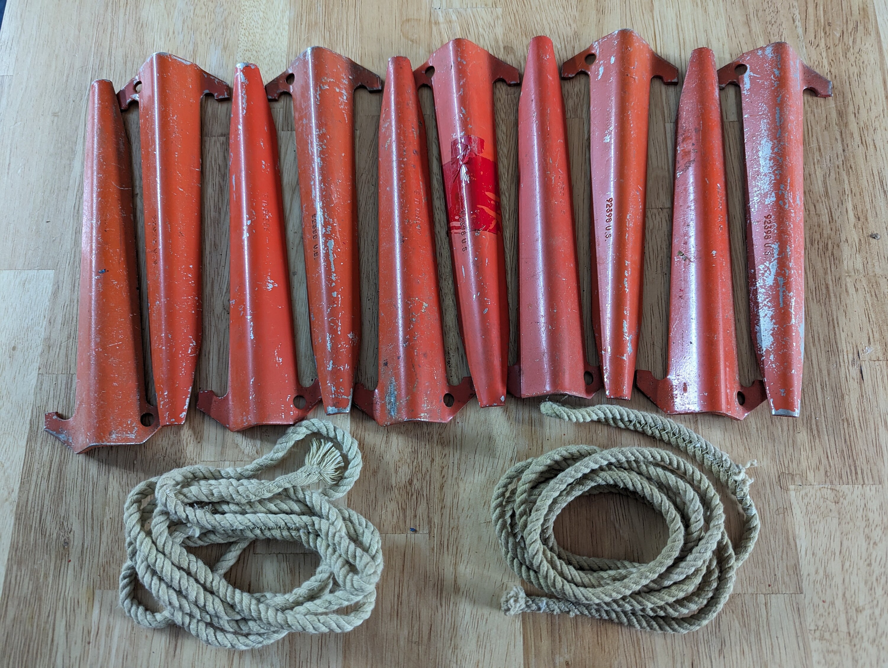 US Army Pup Tent Military Surplus Orange Stakes & Ropes 12pc Set - Etsy