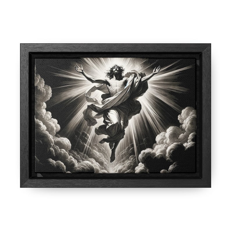 Christ's Ascension in Etching Style Religious Canvas Wall Art Jesus ...