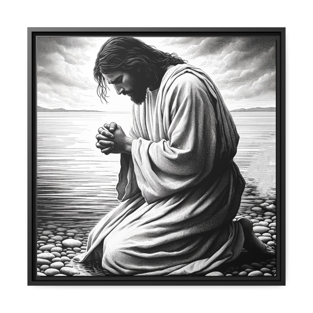 Divine Solitude: Jesus in Prayer on Coastal Rocks - Inspirational Beach ...