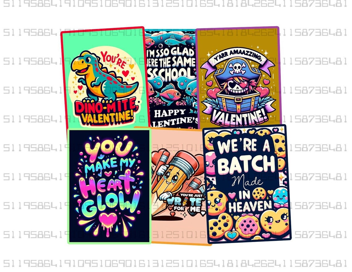 24x BUNDLE! Printable Valentine's Day Cards (2.5"x3.5") - Cute ...