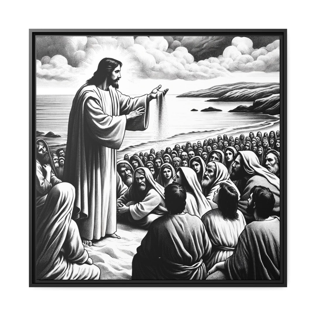 Jesus and the Wise and Foolish Builders Canvas - Biblical Parable Art ...