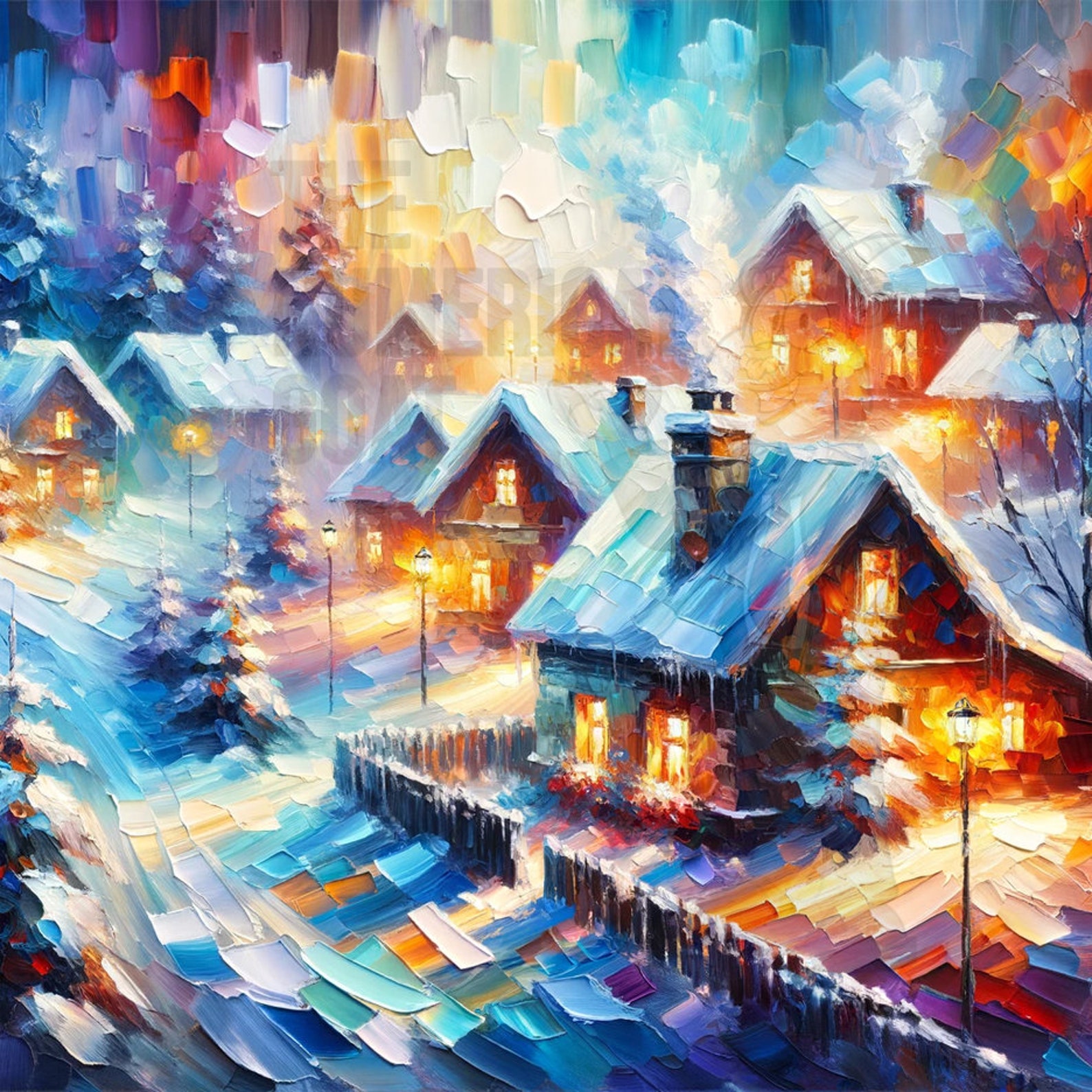 BUNDLE! Winter Wonderland Impasto Art Collection: Snow Villages, Frozen ...