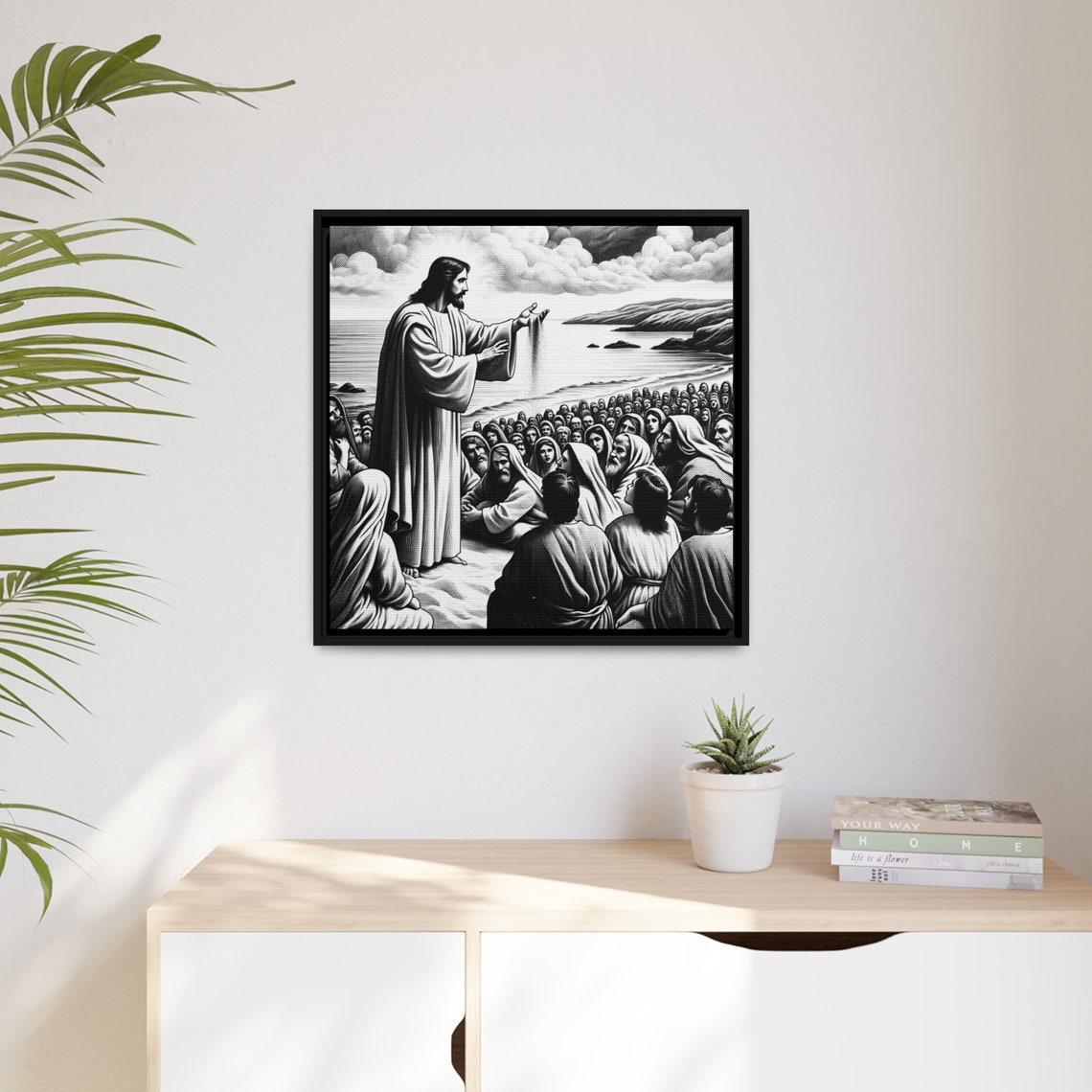 Jesus and the Wise and Foolish Builders Canvas Biblical Parable Art ...